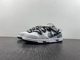 Custom Nike Dunk Low Stencil Swoosh - FD0661-100 - KICKHUB